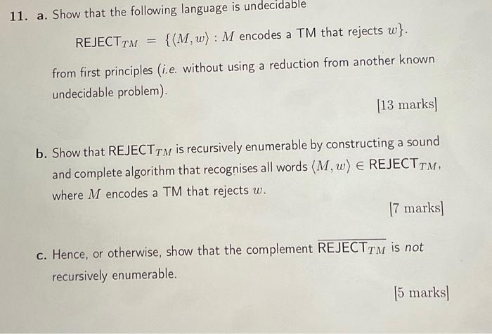 1 A Show That The Following Language Is Undecidable 