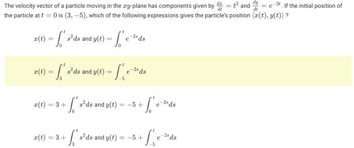 The velocity vector of a particle moving in the | Chegg.com