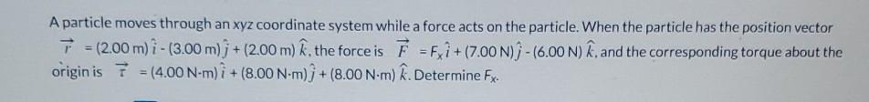 Solved A particle moves through an xyz coordinate system | Chegg.com