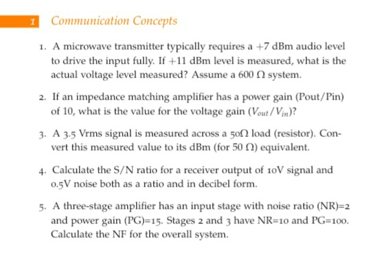Solved Communication Concepts 1. A microwave transmitter | Chegg.com