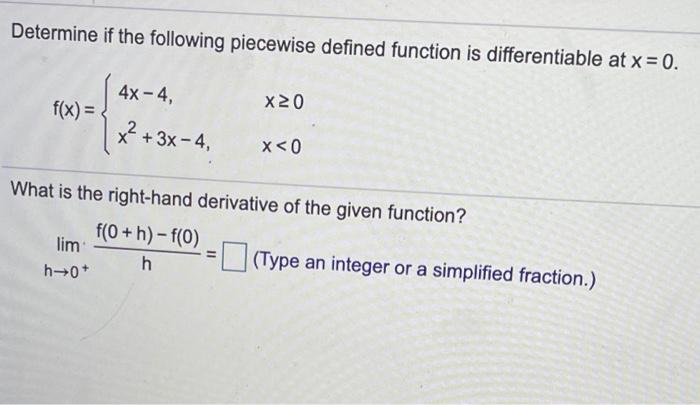 Solved Determine if the following piecewise defined function | Chegg.com
