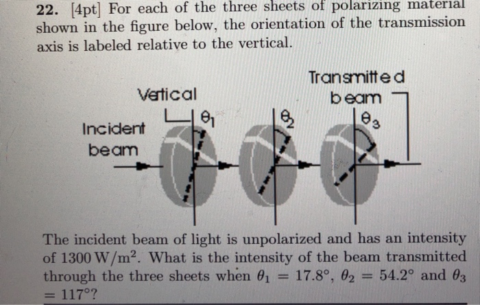 Solved 22. [4pt] For each of the three sheets of polarizing | Chegg.com
