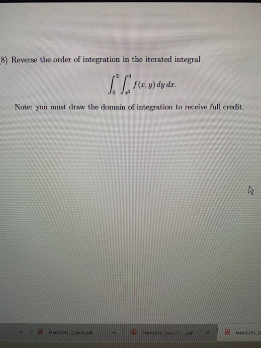 Solved 8 Reverse The Order Of Integration In The Iterated