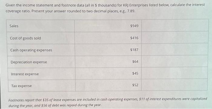 Solved Given the income statement and footnote data (all in | Chegg.com