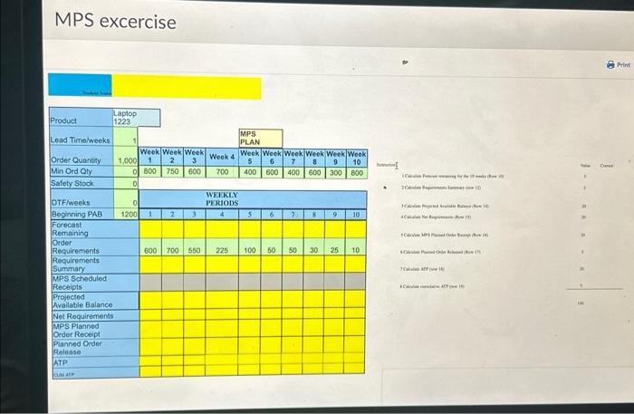 MPS excercise | Chegg.com