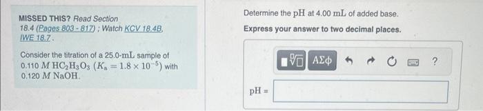 Solved Consider the Titration of a 25.0mL sample of 0.110M | Chegg.com
