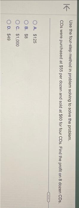 Solved Use the four-step method in problem solving to solve | Chegg.com