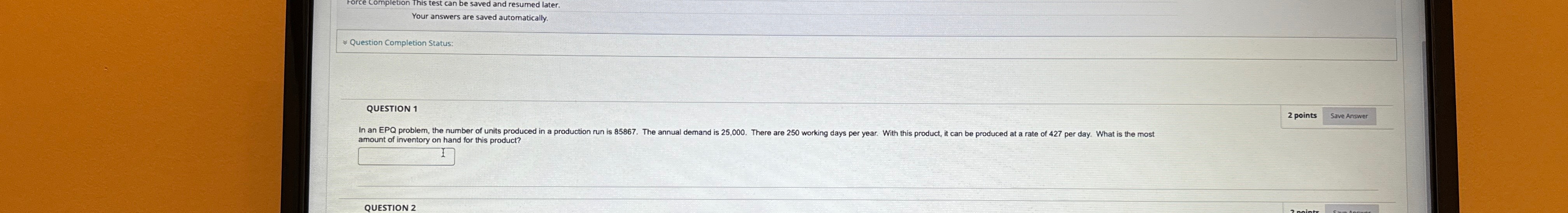 Solved ~~ Question Completion StatusQUESTION 1In an EPQ | Chegg.com