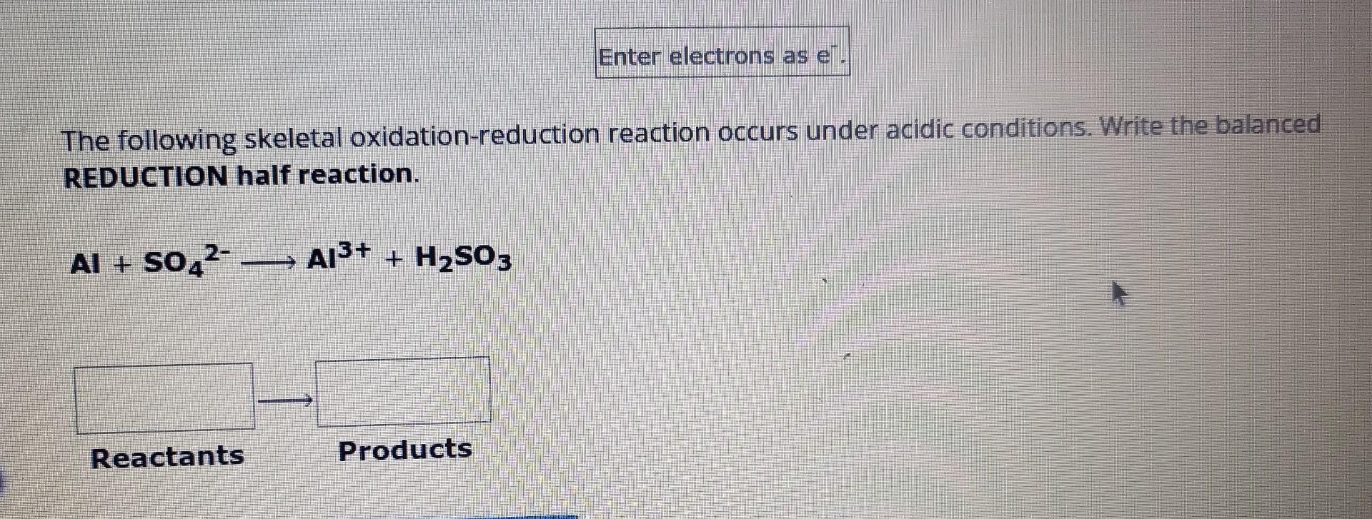 Solved The following skeletal oxidation-reduction reaction | Chegg.com