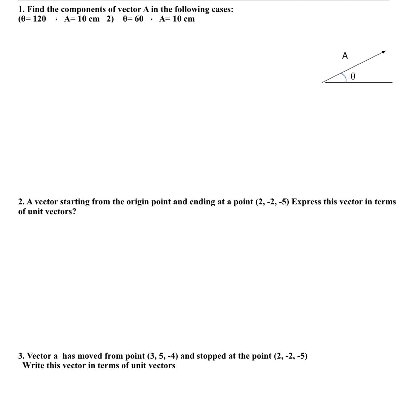 Solved Find the components of vector A ﻿in the following | Chegg.com
