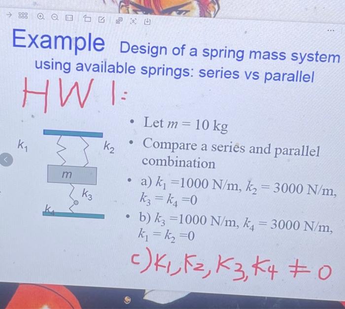 Solved Example Design of a spring mass system using | Chegg.com