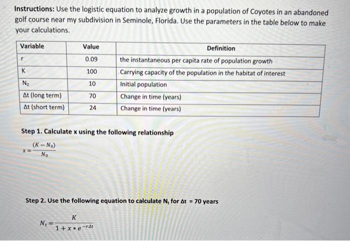 Solved Instructions Use The Logistic Equation To Analyze