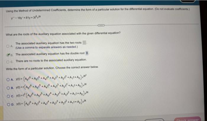 Solved Using the Method of Undetermined Coeficients, | Chegg.com