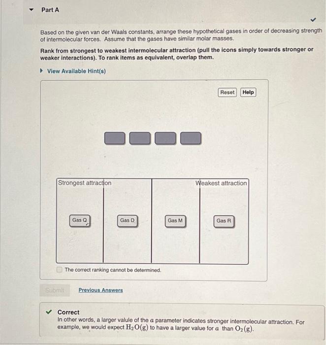Solved van der Waals constants for hypothetical gases (mind | Chegg.com