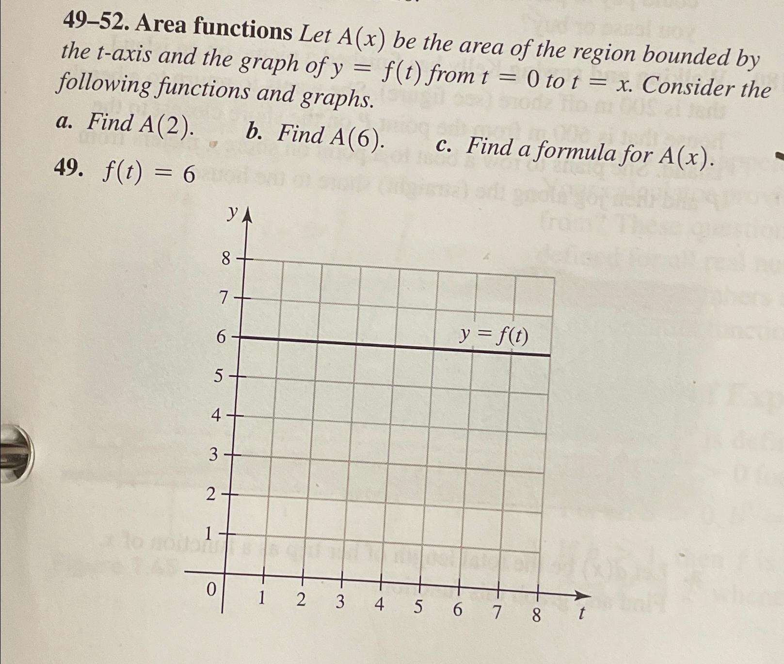 Solved 49-52. ﻿Area functions LetA(x) ﻿be the area of the | Chegg.com