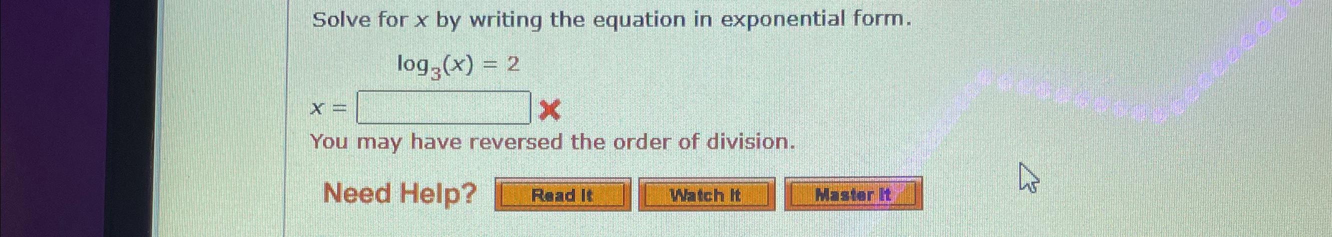 Solved Solve for x ﻿by writing the equation in exponential | Chegg.com