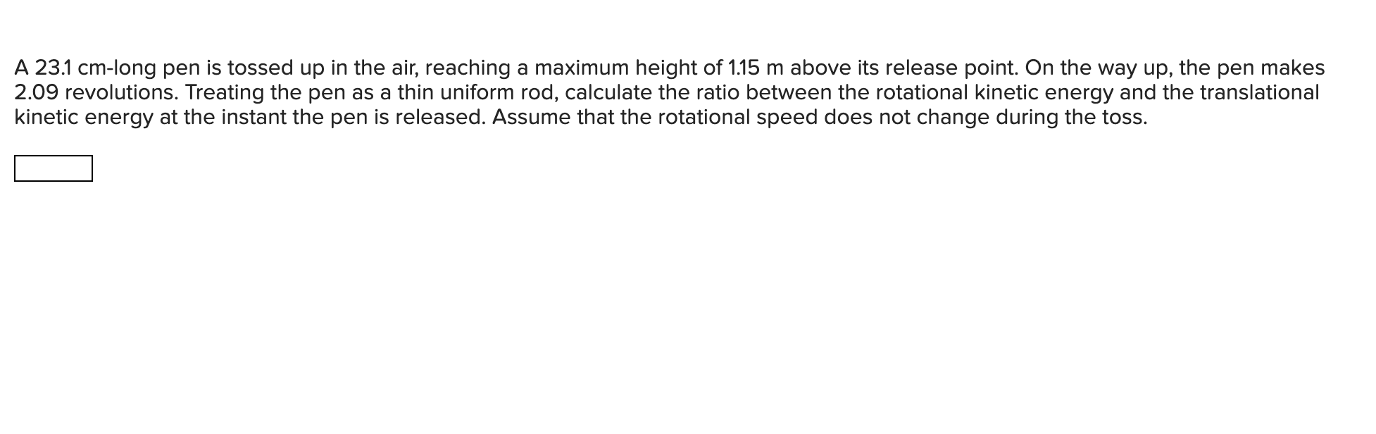 Solved A 23.1 cm -long pen is ﻿tossed up in ﻿the air, | Chegg.com