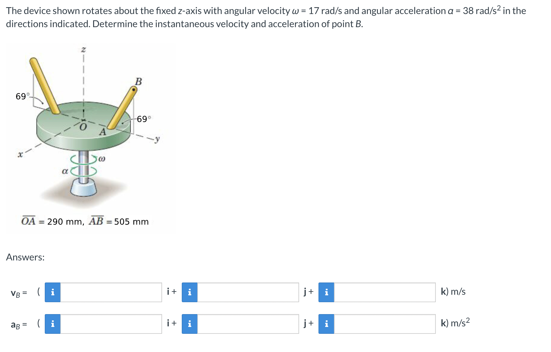 Solved The device shown rotates about the fixed z-axis with | Chegg.com
