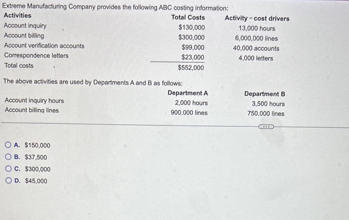Solved Extreme Manufacturing Company provides the following | Chegg.com