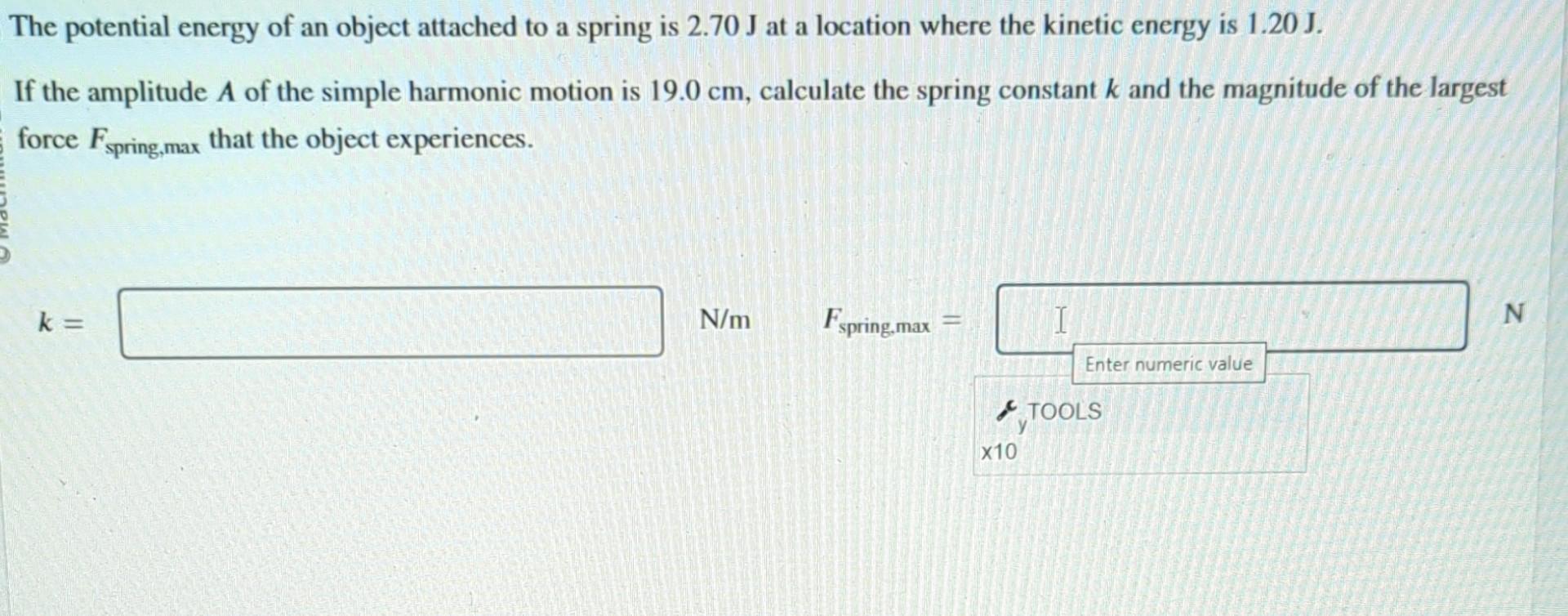 Solved The potential energy of an object attached to a | Chegg.com