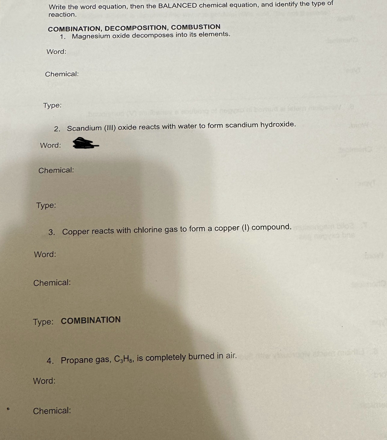 Solved WriteTtttttthe word equation, then the BALANCED | Chegg.com