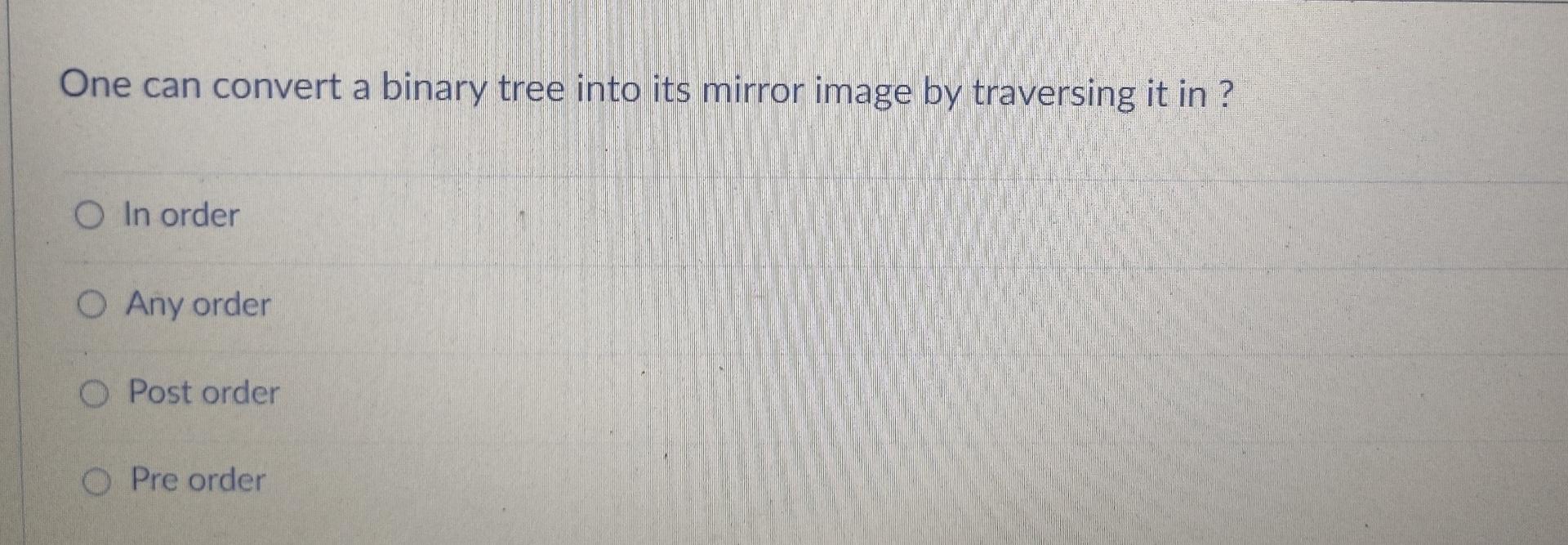 Solved One can convert a binary tree into its mirror image | Chegg.com
