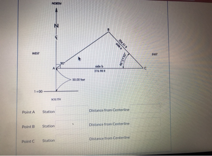 Solved using the following diagram, station point A, B, and | Chegg.com