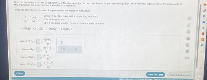Solved Give the expressions for the disappearance of the | Chegg.com