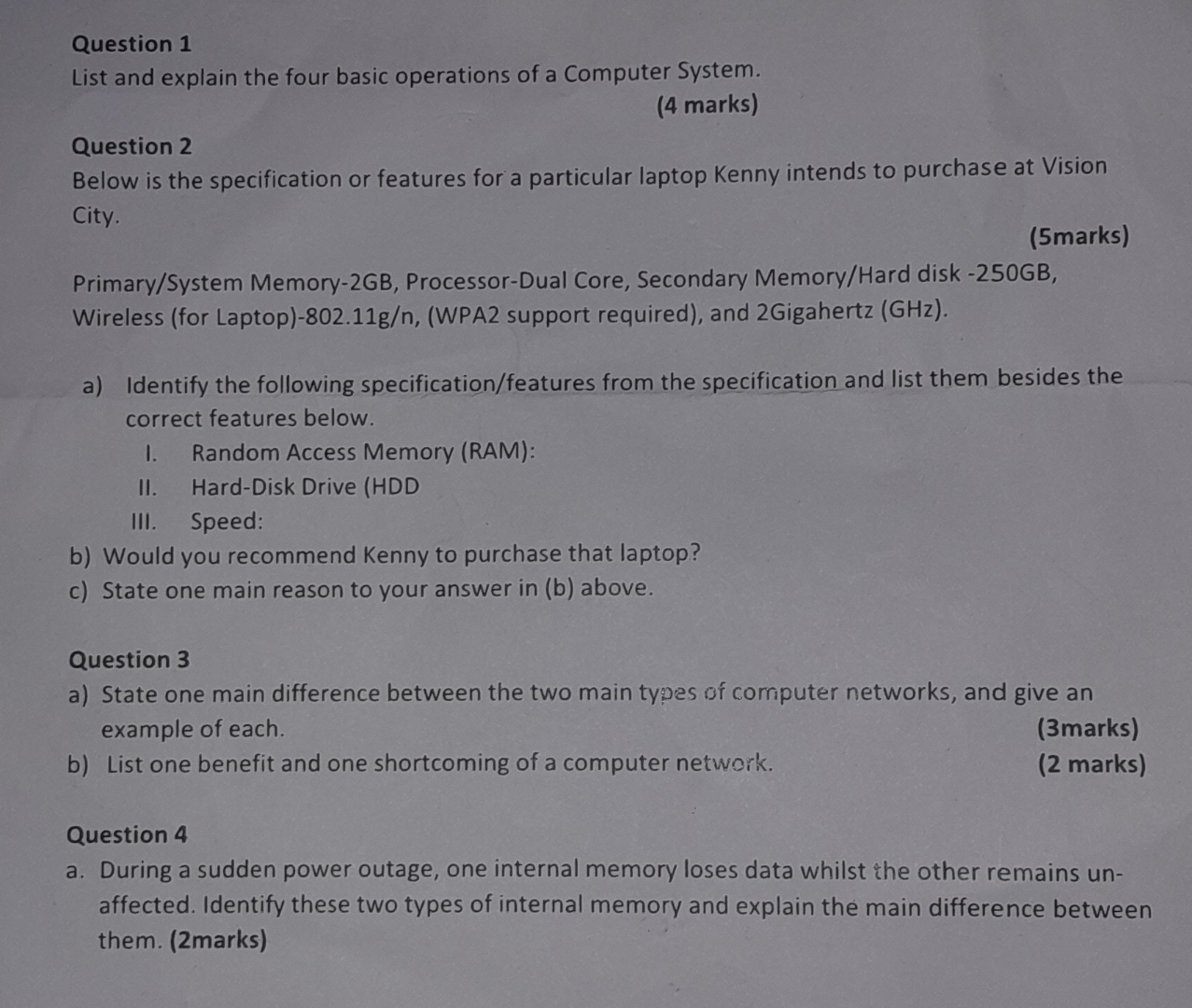 Solved Question 1List and explain the four basic operations | Chegg.com