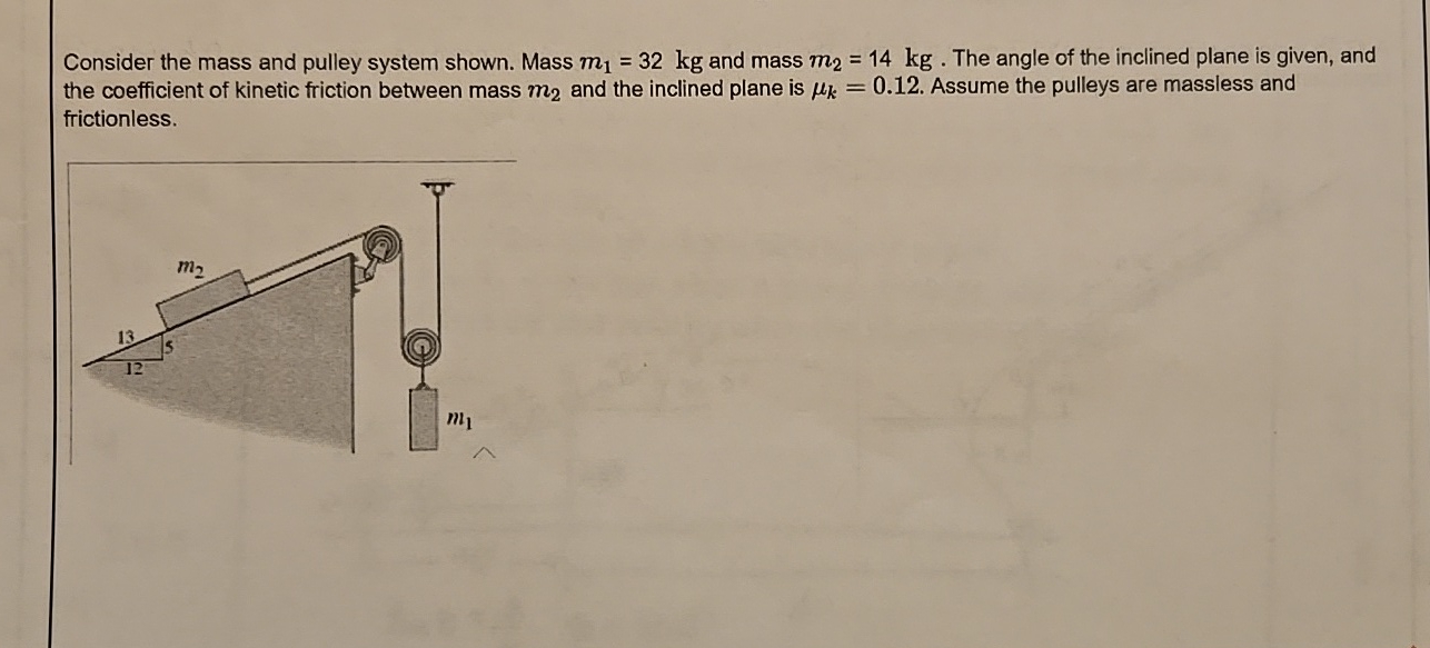 Consider the mass and pulley system shown. Mass | Chegg.com