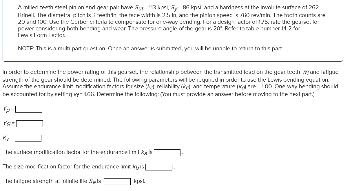 Solved A milled-teeth steel pinion and gear pair have | Chegg.com