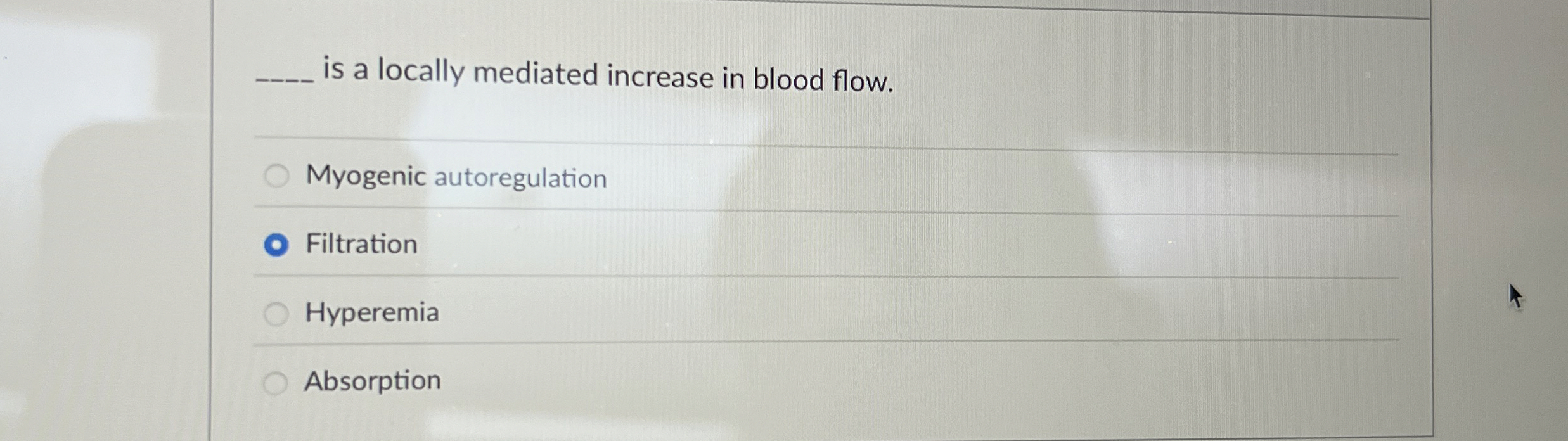 Solved q, ﻿is a locally mediated increase in blood | Chegg.com