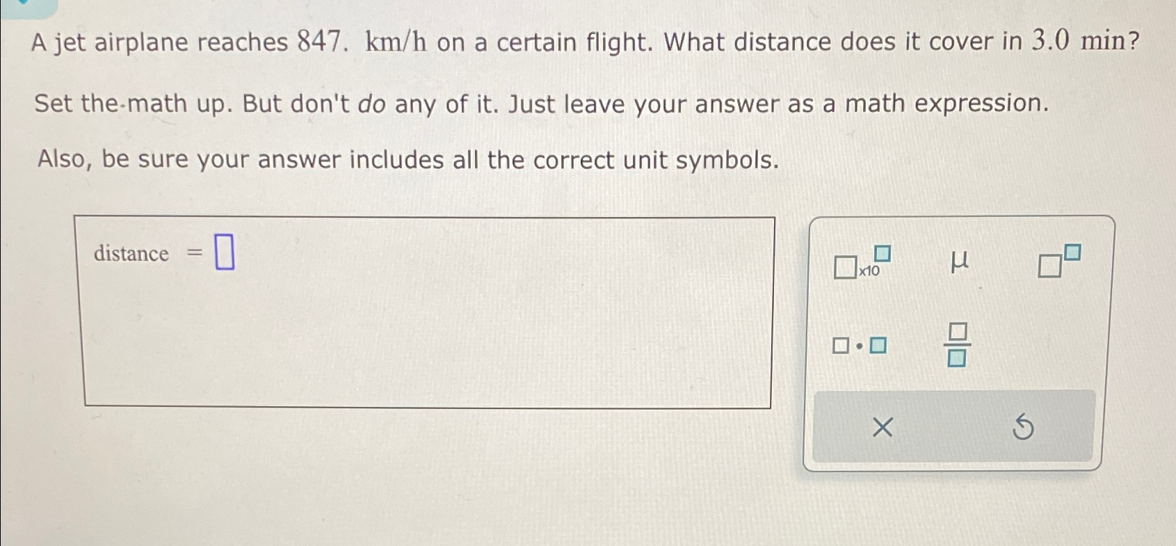 Solved A jet airplane reaches 847.kmh ﻿on a certain flight. | Chegg.com