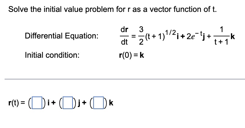 Solved Solve the initial value problem for r ﻿as a vector | Chegg.com