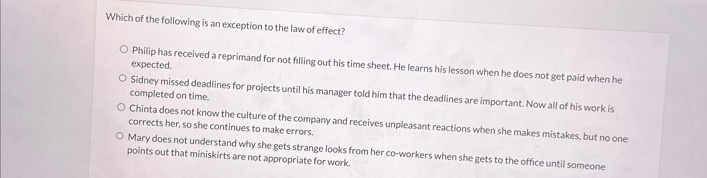 Solved Which of the following is an exception to the law of | Chegg.com
