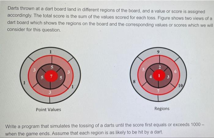 Solved Darts thrown at a dart board land in different | Chegg.com