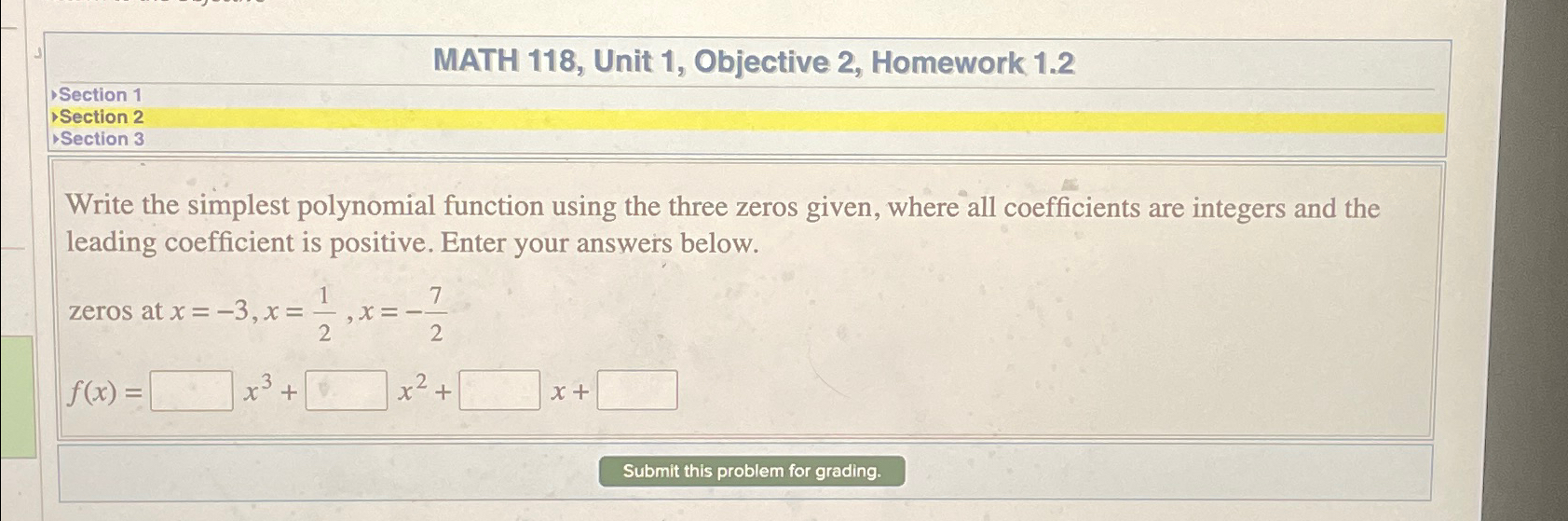 Solved Math 118 ﻿unit 1 ﻿objective 2 ﻿homework 1 2section