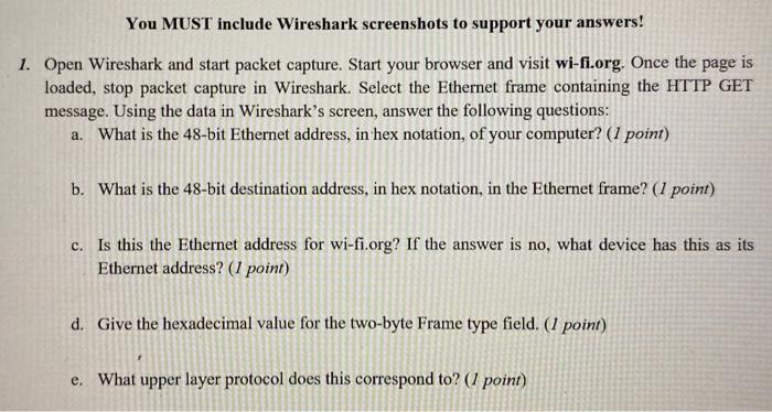 Solved You MUST include Wireshark screenshots to support | Chegg.com