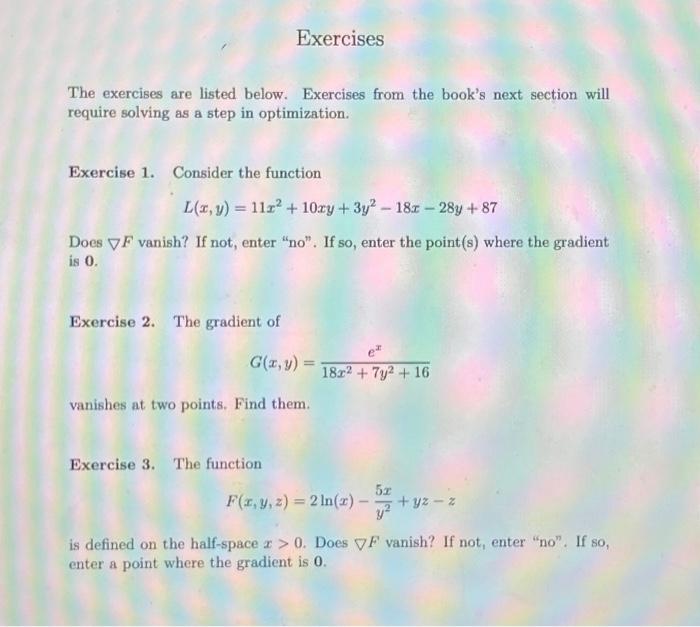 Solved The exercises are listed below. Exercises from the | Chegg.com