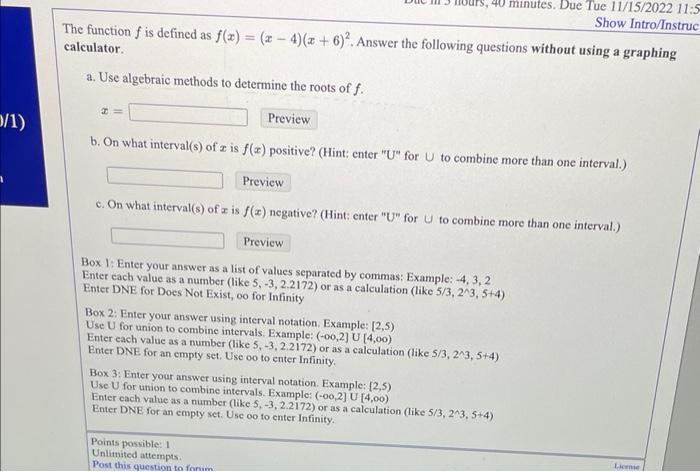 Solved function f is defined as f(x)=(x−4)(x+6)2. Answer the | Chegg.com