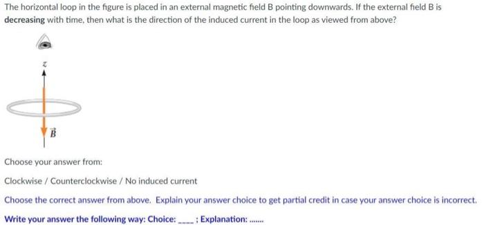 Solved The horizontal loop in the figure is placed in an | Chegg.com