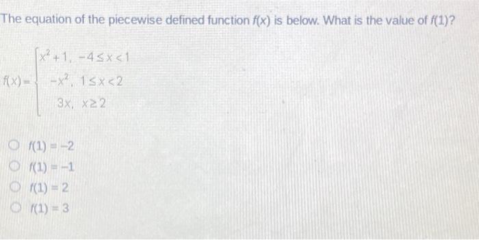 Solved The equation of the piecewise defined function f(x) | Chegg.com