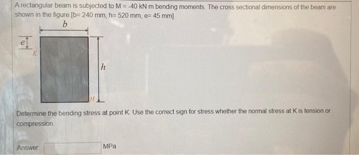 Solved A rectangular beam is subjected to M=−40kN m bending | Chegg.com