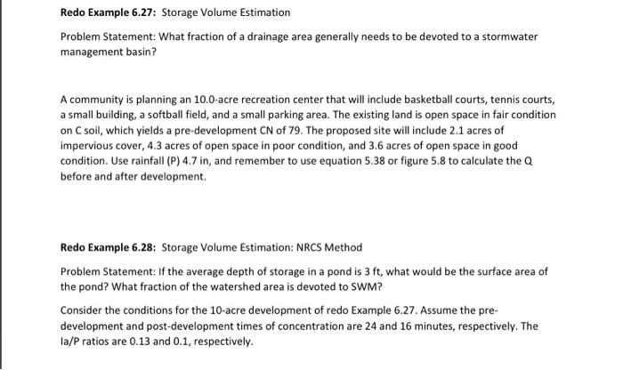Solved Redo Example 6.27: Storage Volume Estimation Problem | Chegg.com