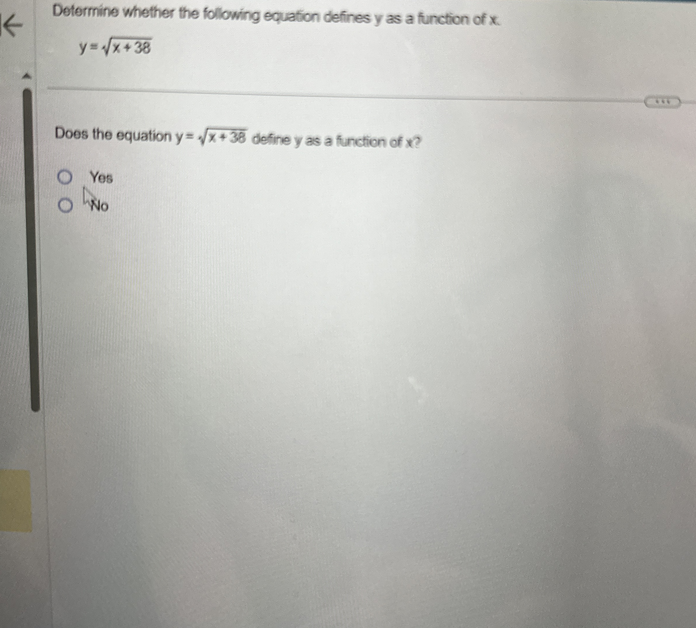 Solved Determine whether the following equation defines y | Chegg.com