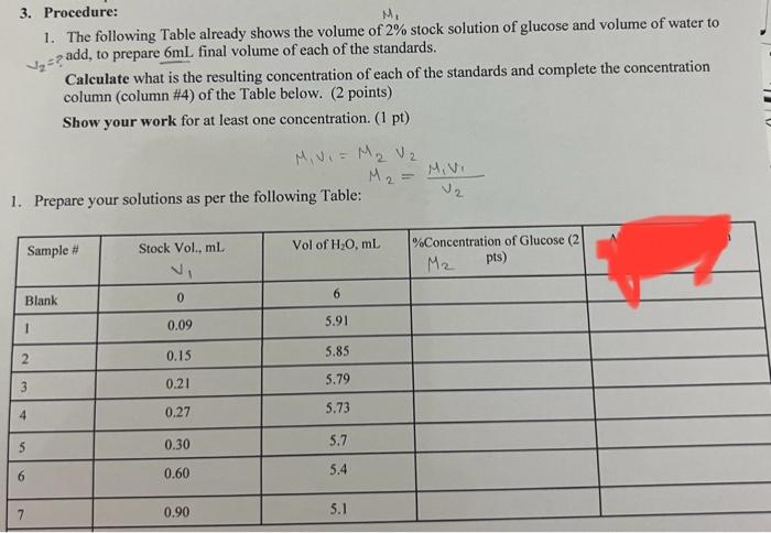 Solved 3. Procedure: M1 1. The following Table already shows | Chegg.com