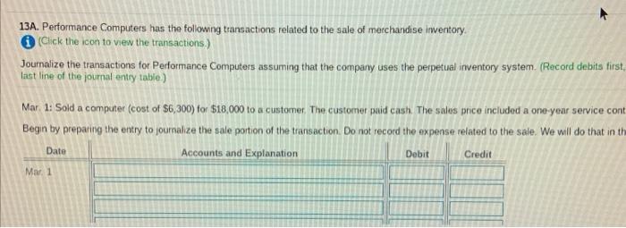 Solved 13A. Performance Computers has the following | Chegg.com