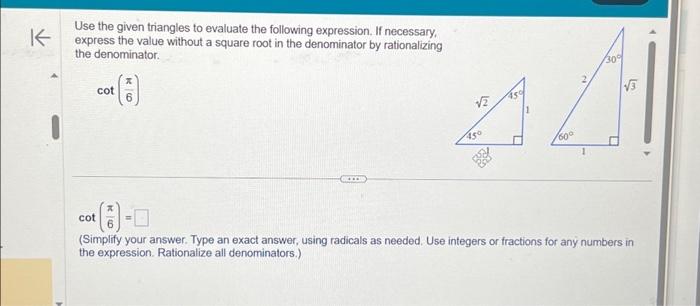Solved K 1 Use the given triangles to evaluate the following | Chegg.com
