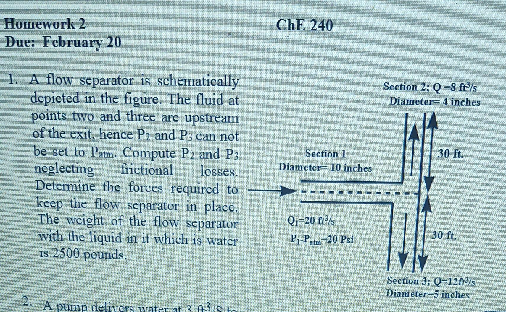 Solved 1. A flow separator is schematically depicted in the | Chegg.com