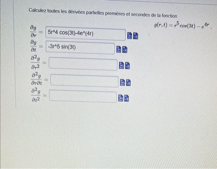 Solved Calculez toutes les dérivées partielles premières et | Chegg.com